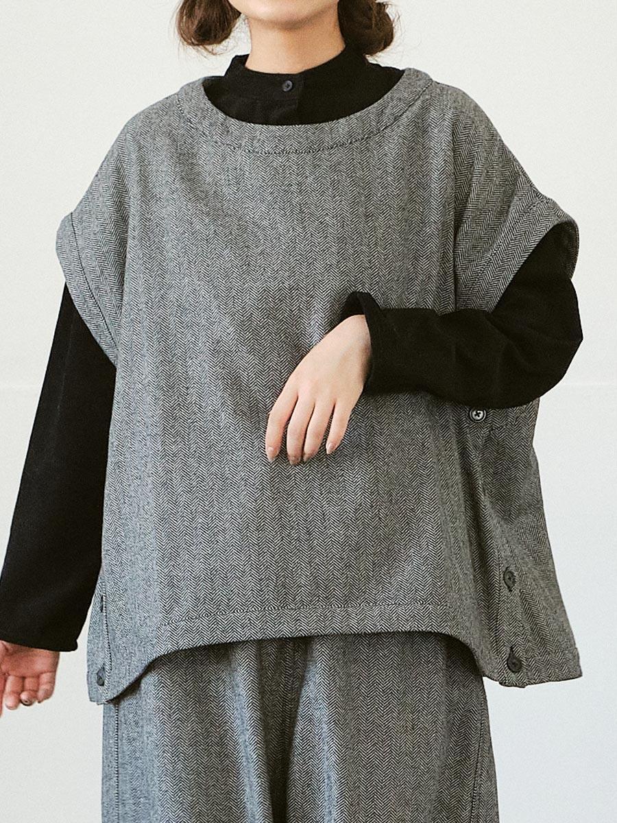サイドボタンワイドベスト ヘリンボーンツイード | ベスト | 【公式】D*g*y ONLINE STORE（ディージーワイ オンラインストア）
